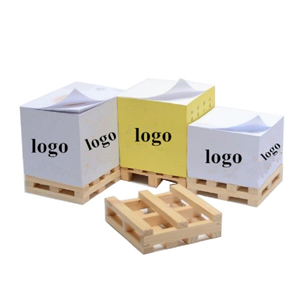 Note Pad Cube with Wood Pallet | EverythingBranded USA