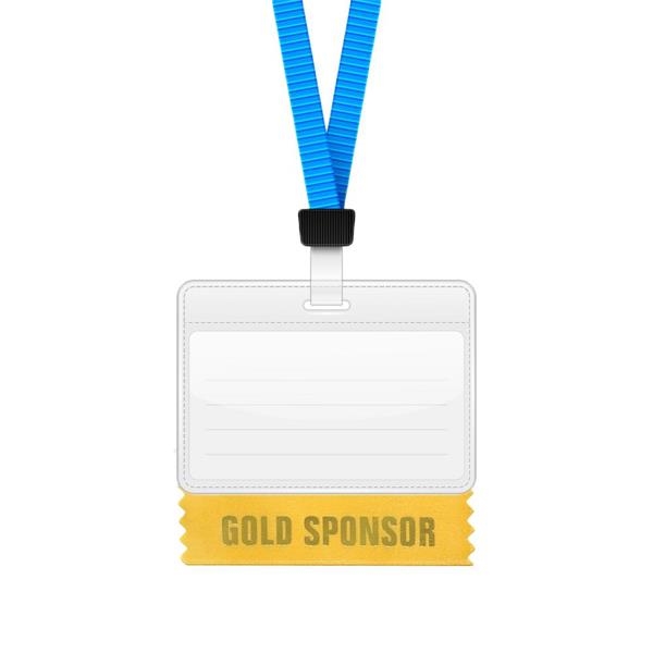 Gold-Sponsor Ribbons 4"L x 1.625"W Badge Ribbon | EverythingBranded USA