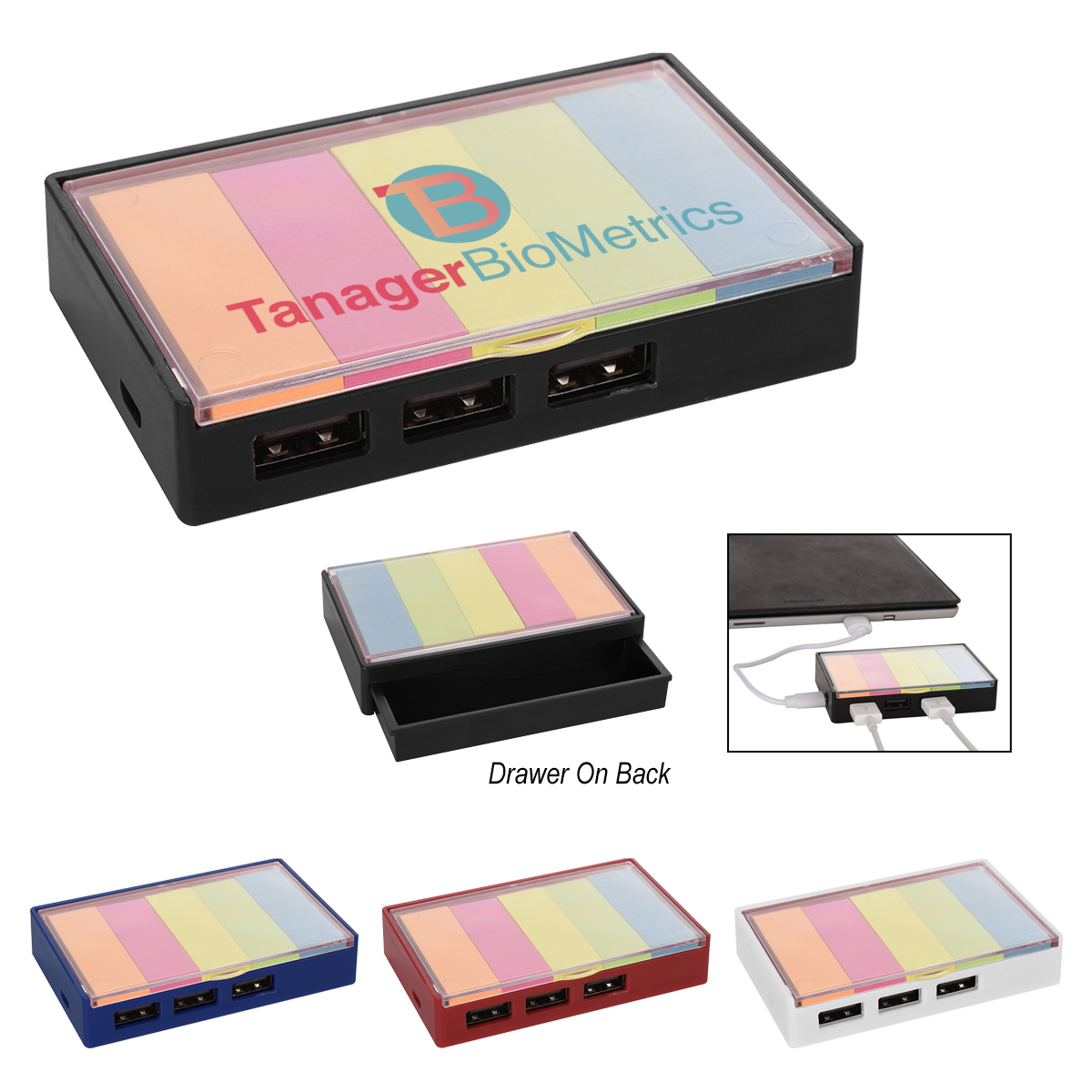 3-Port USB Hub With Sticky Flags | EverythingBranded USA