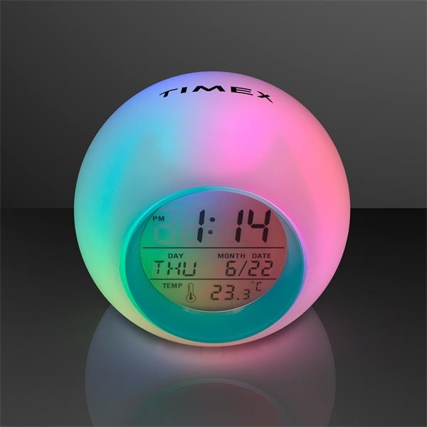 Round LED Clock 4", Glowing Lights + Alarm | EverythingBranded USA