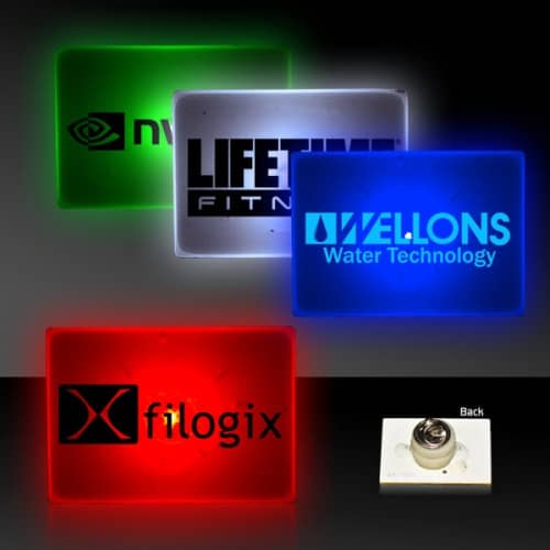 Rectangle Shape Flashing LED Light Up Glow Button | EverythingBranded USA
