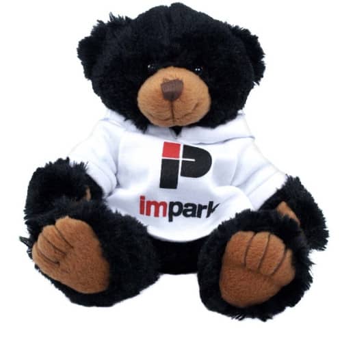 9" Black Peter Bear with sweatshirt and full color imprint ...