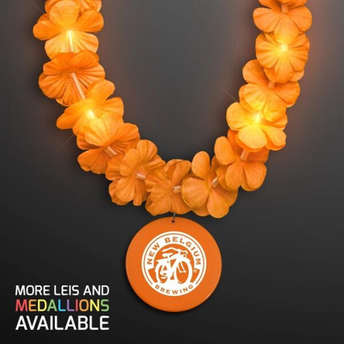 Light Up Orange Lei with Medallion | EverythingBranded USA