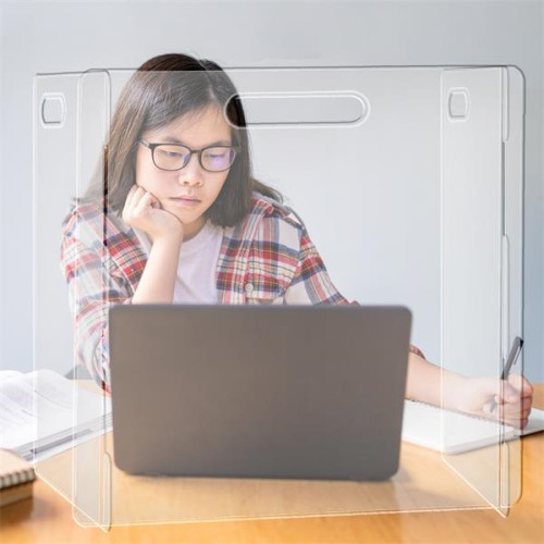 Lightweight 3-panel Desk Shield with Handle | EverythingBranded USA